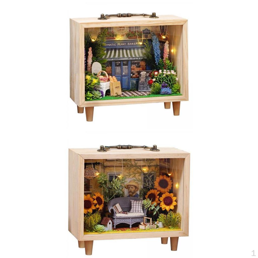 Buy 2x Wooden Boxed Kit Play Dollhouse Furniture DIY Sunflower Garden ...