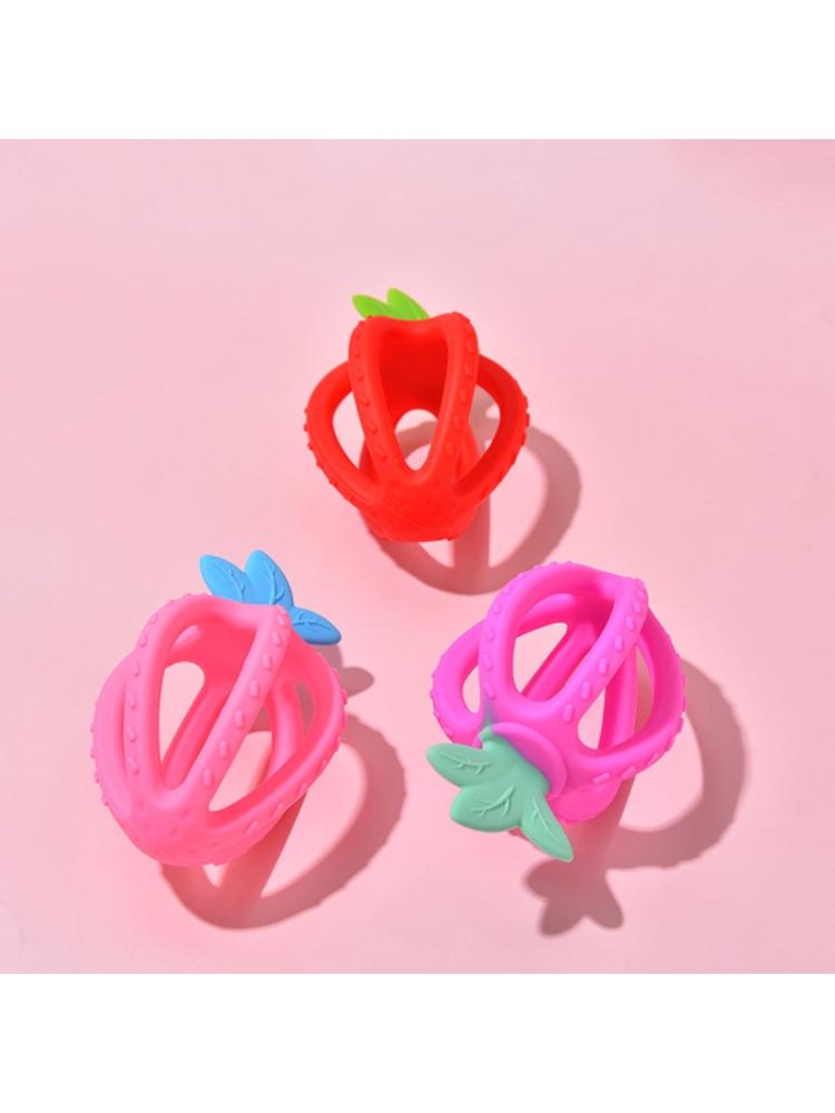 Buy Baby Silicone Strawberry Teether Newborn Infant Chewing Teething ...