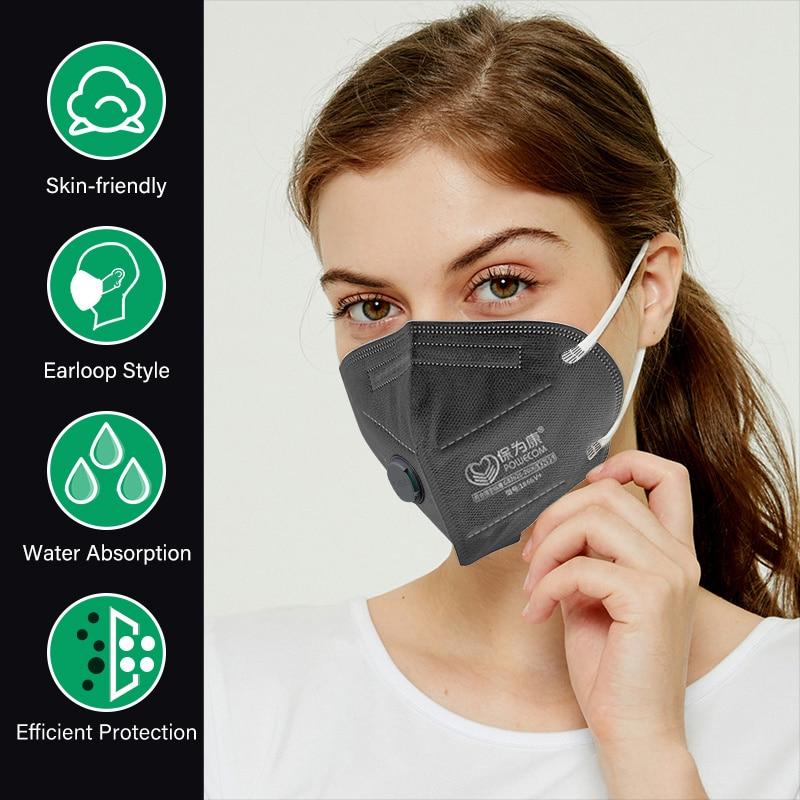 Buy 10PCS kn95mask POWECOM 6 Layer Protective KN95 Face Mask Reuseable Safety Masks Anti-dust ...