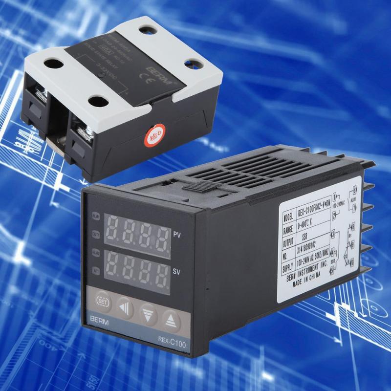 Buy AC 110-240V PID Temperature Controller Kits 0-400℃ + 40A SSR + 1M ...