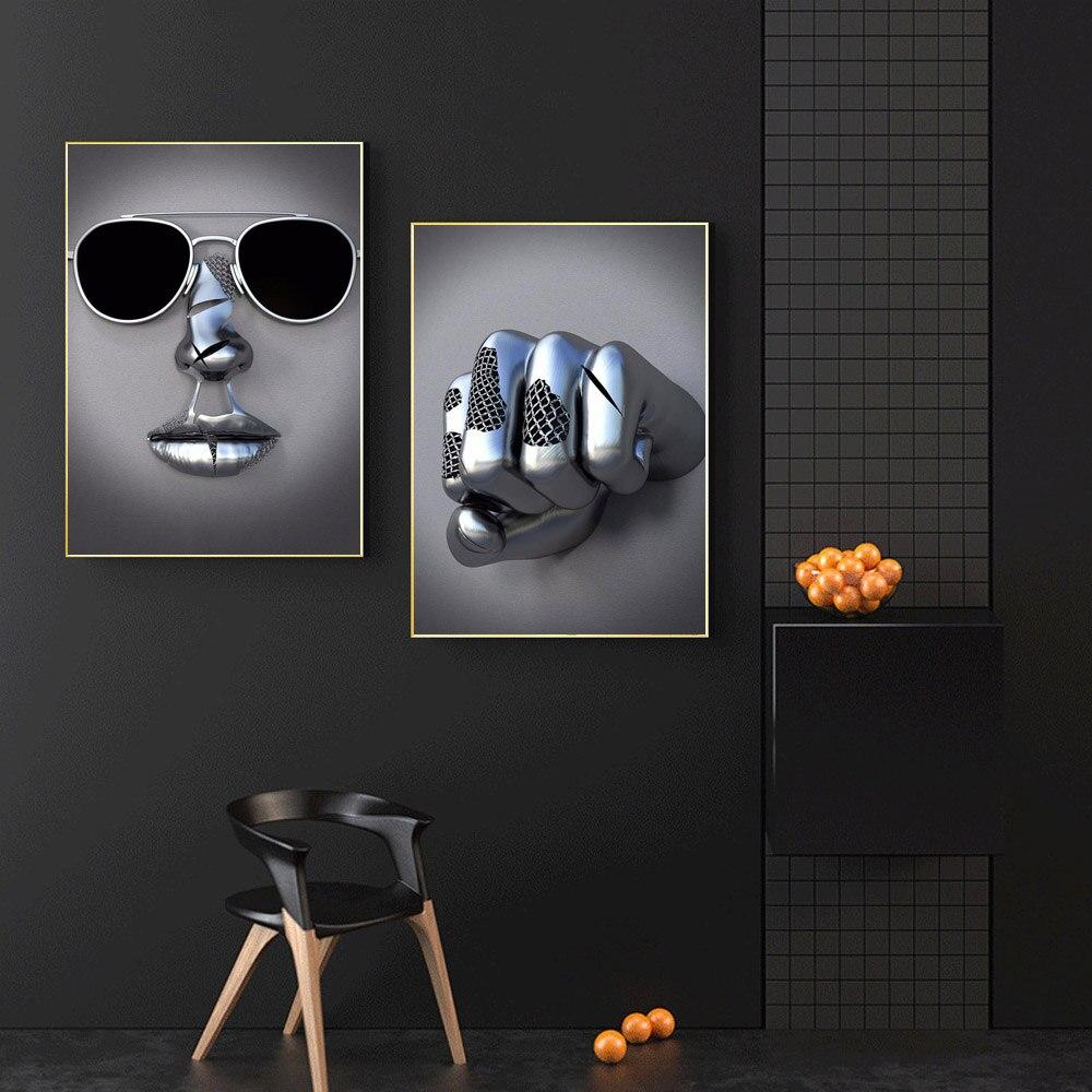 Buy New Nordic Metal Sculpture Art Abstract Figure Poster Couple Canvas ...