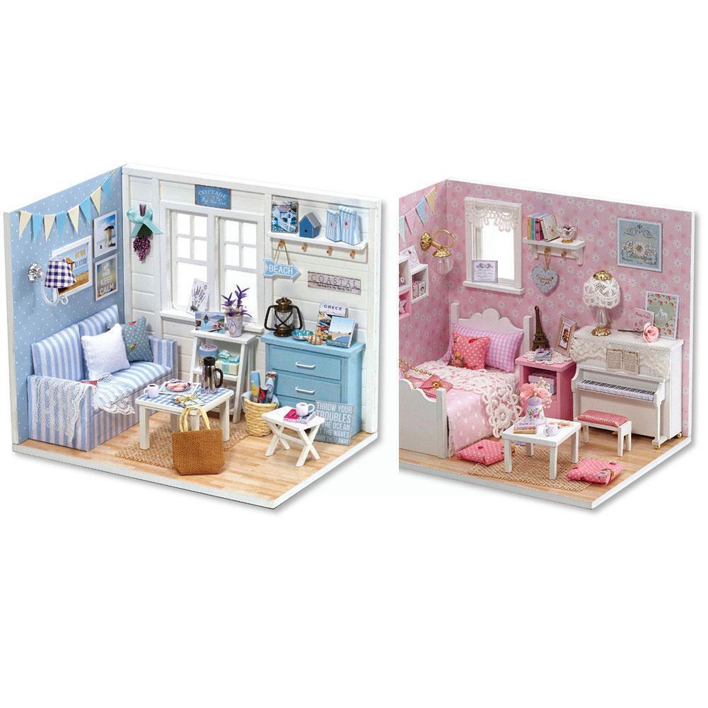Buy Assemble Diy Wooden House House Kit Wooden Miniature Toys Miniature ...