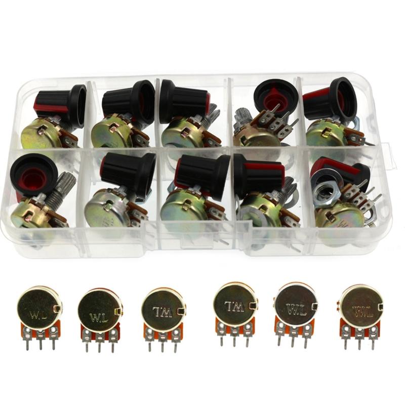 WH148 Potentiometer Kit B1K 2K 5K 10K 20K 50K 100K 500K 1M 15mm Linear ...