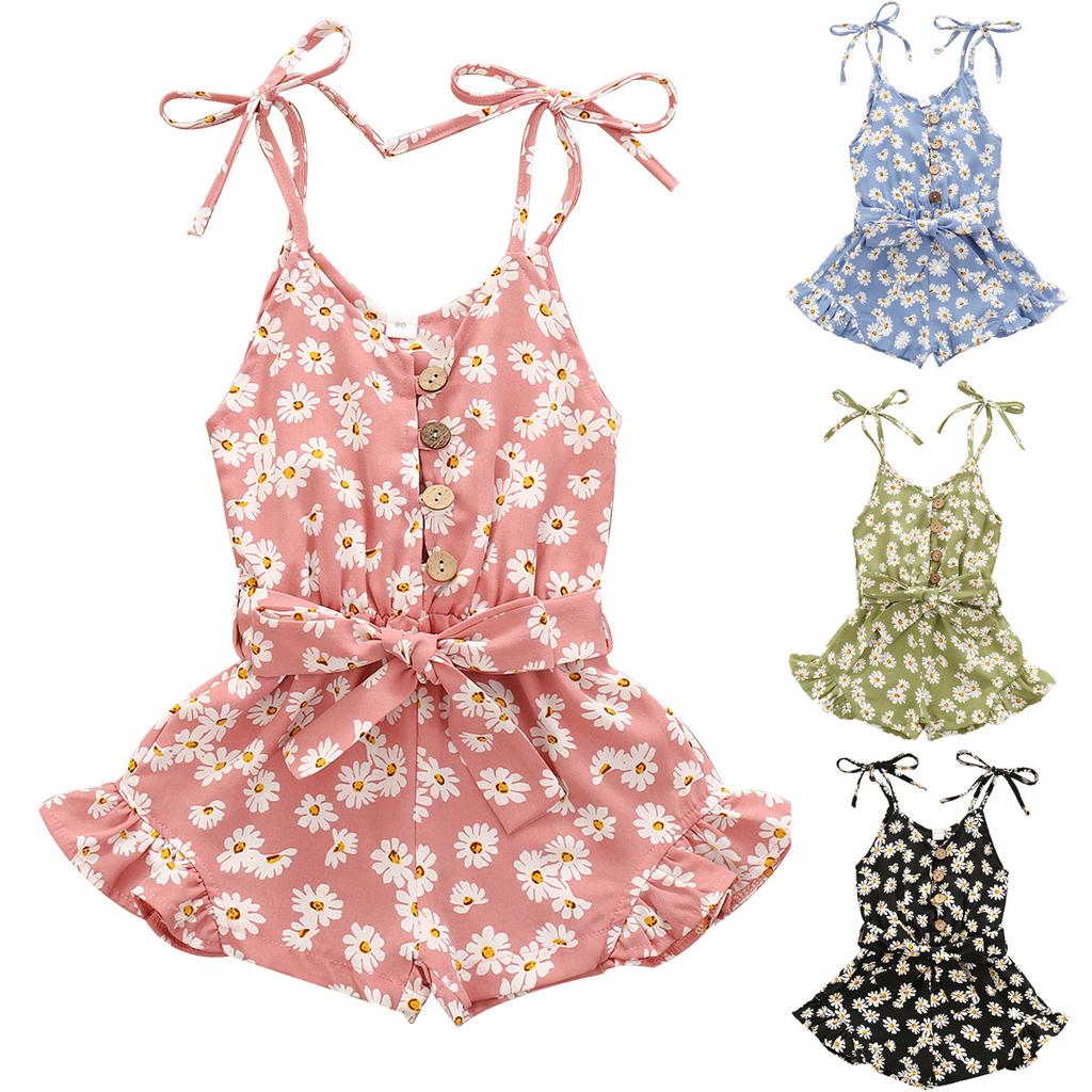 Buy [Lucky] Toddler Girl Baby Romper Summer Clothes Floral Straps One ...