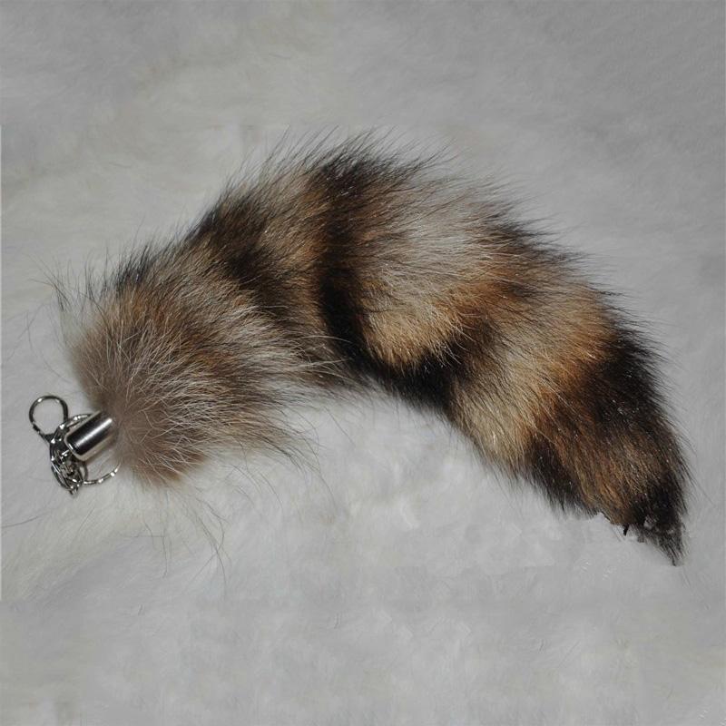 Cute Fox Racoon Tail Keychain Fur Pendant Key Chain Bags Charm Keys ...