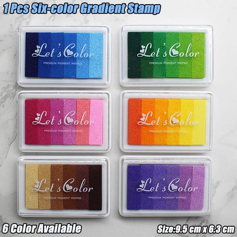 Buy 1 Pcs DIY Six-color Gradient Stamp Pad Finger Print Painting Seal ...