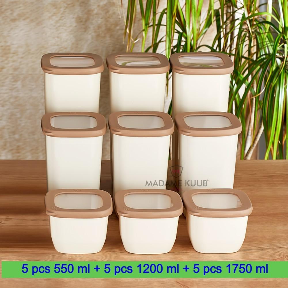 Buy Beige Kitchen Food Storage Box Organizer Container Set Vacuumed Lid ...