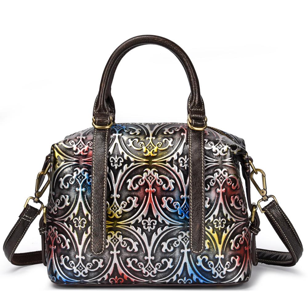 Buy New Leather Handbags Leather Retro Embossed Handbag Shoulder ...