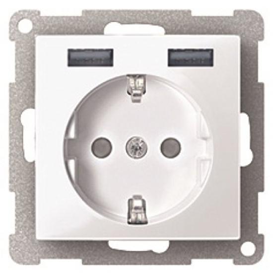 Buy Merten socket outlet with usb situation device 2.4A system m polar ...