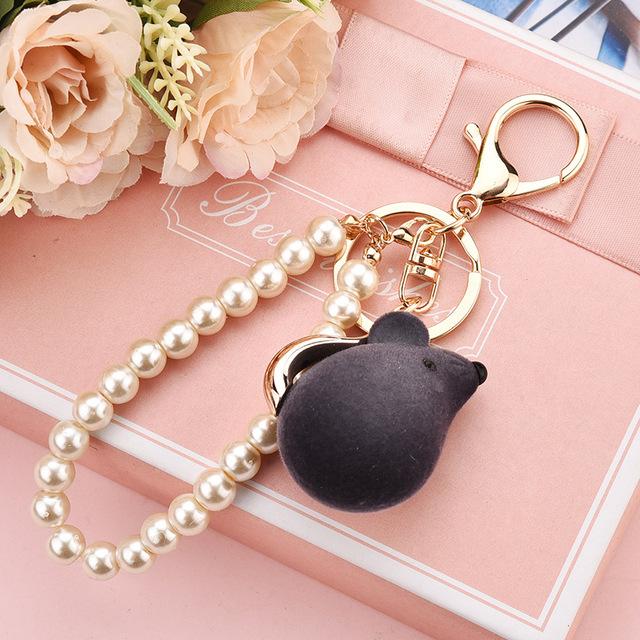 Cheap Acrylic Flocking Zodiac Mouse Keychain Cartoon Mouse Leather Rope ...