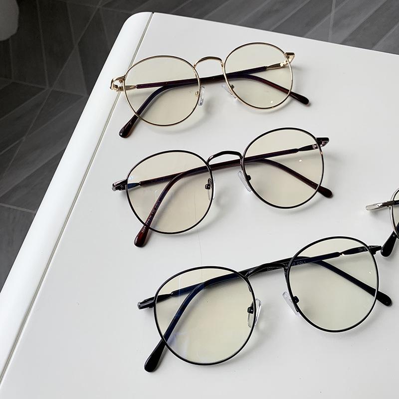 New Metal Glasses Frame Round Literary Women's Gold Wire Thin Edge ...