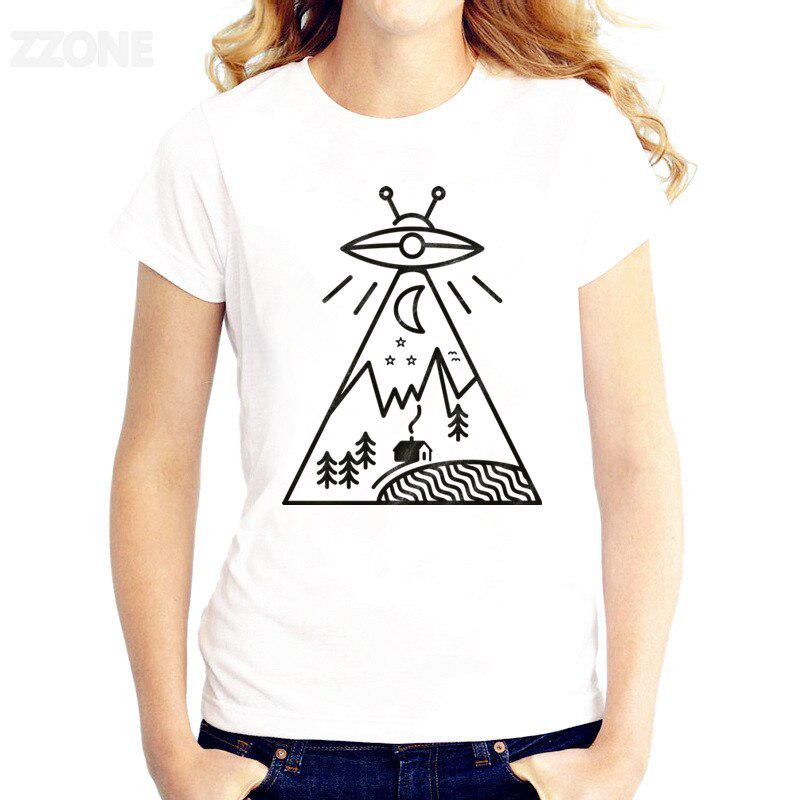 Buy Aliens Visit The Earth T -Shirt Women Printed Good Quality Tshirt ...