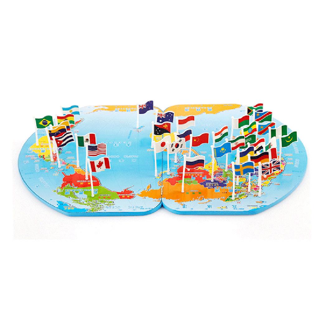 Buy Wooden Puzzle Foldable World Map Country Logo Matching Toy ...