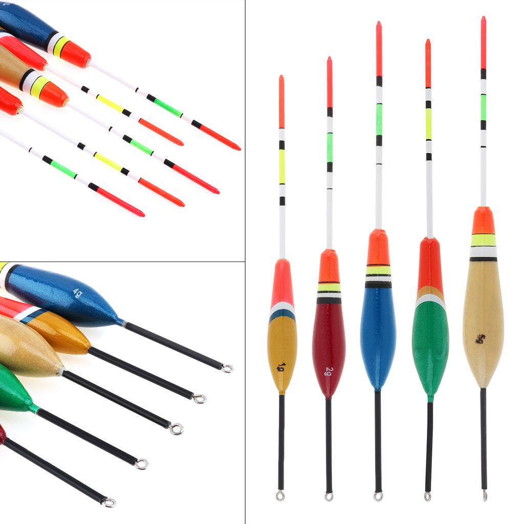5pcs/lot Durable Mixed Size Colorful Fishing Float 18.2cm - 20.6cm 1g ...