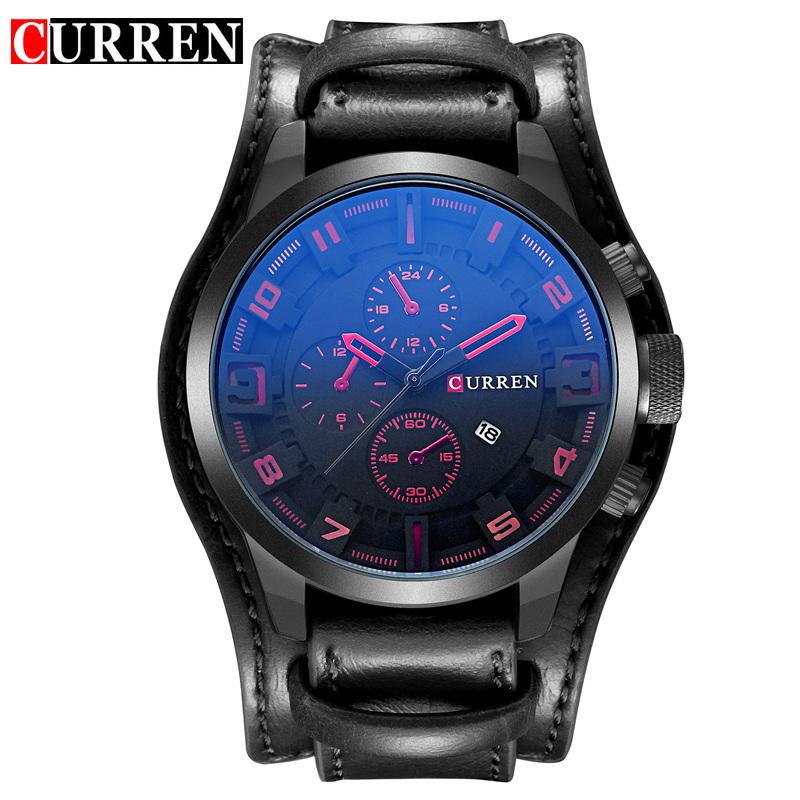 Curren Men's Sports Brand Quartz Watch Luxury Leather Strap Artificial ...