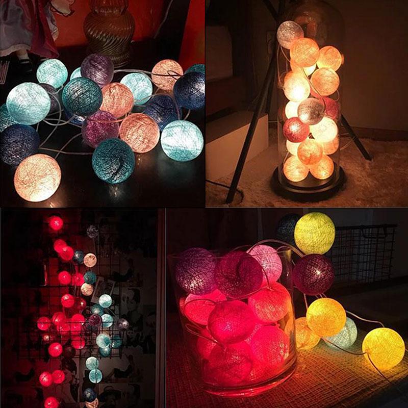 3M 20 LED Colorful Cotton Ball LED Light String Christmas Wedding Party ...