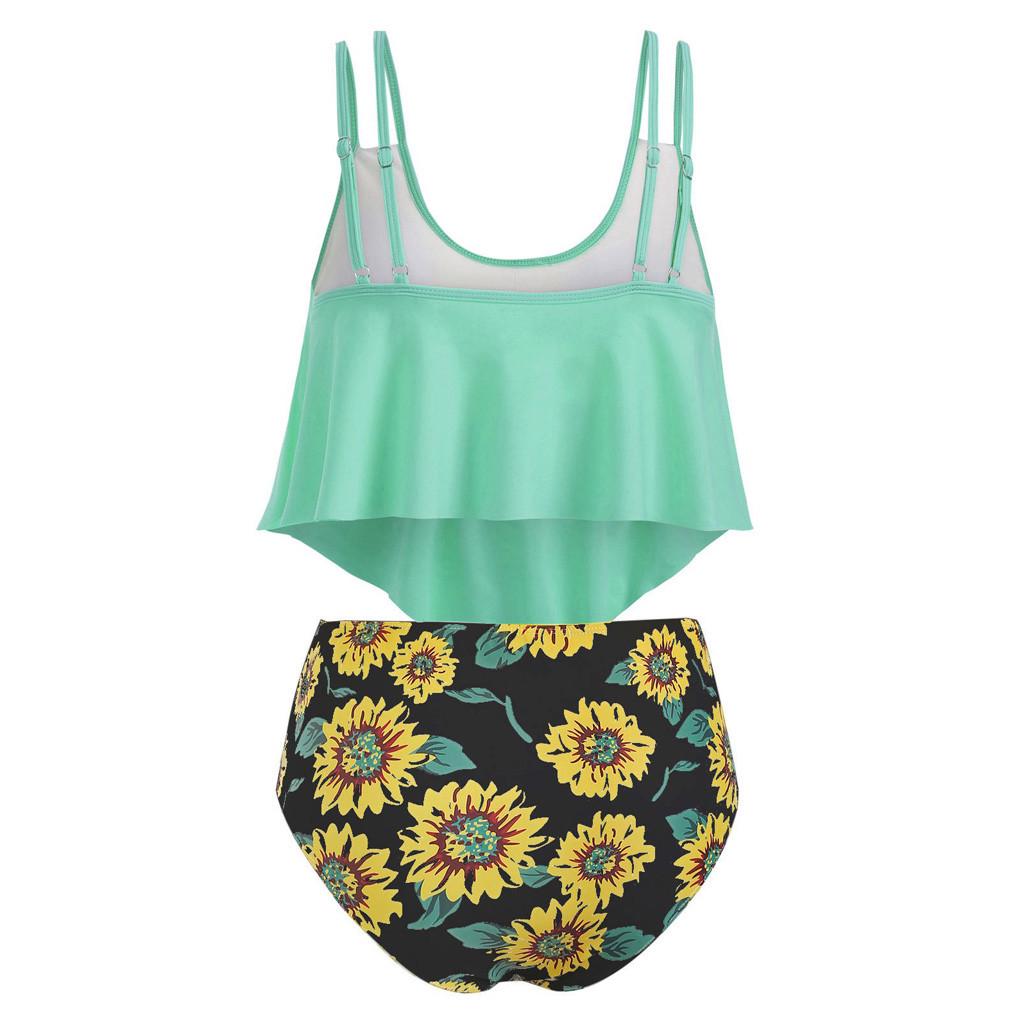 Buy Women Two Pieces Bathing Top Ruffled With High Waisted Bottom ...