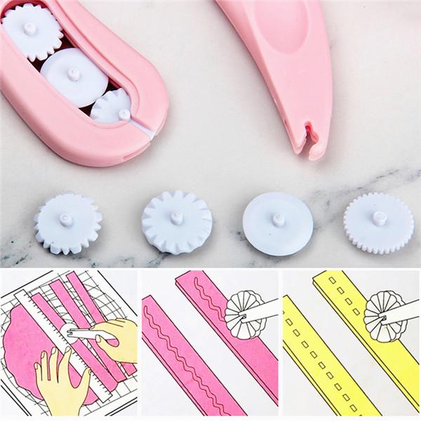 Buy 4 Wheels Fondant Embosser Cutter Icing Stitching Blade Cutter Sugar ...