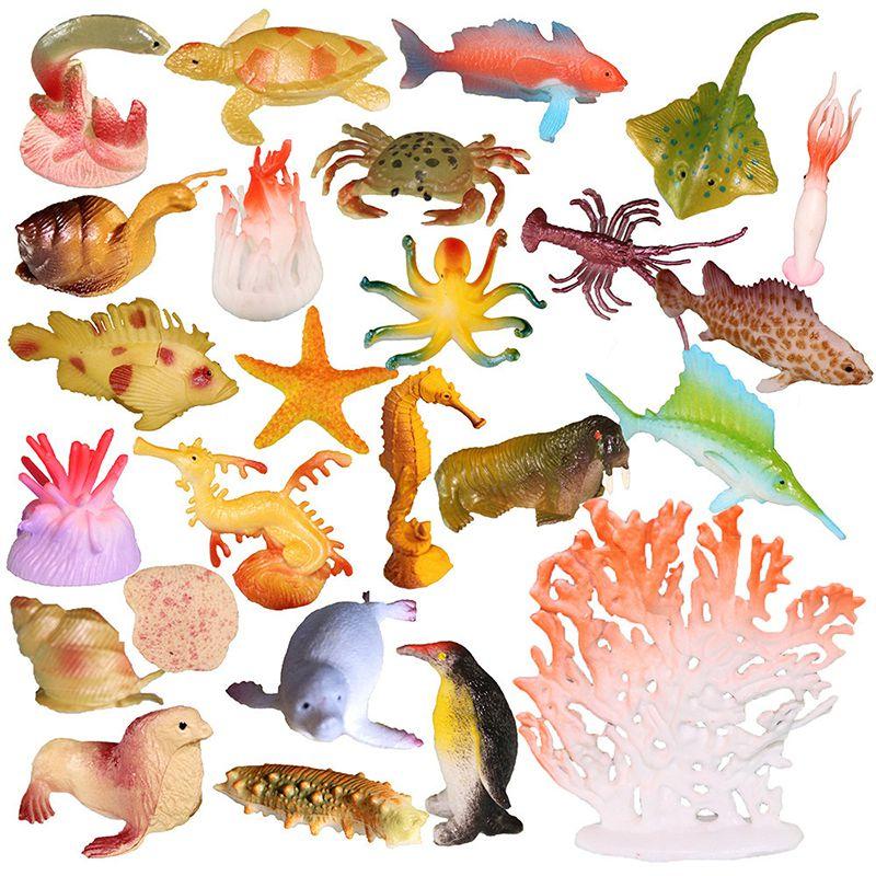 Buy Sea Creatures Dolphin Turtle Whale Model Toys 52 Pcs Plastic Ocean ...