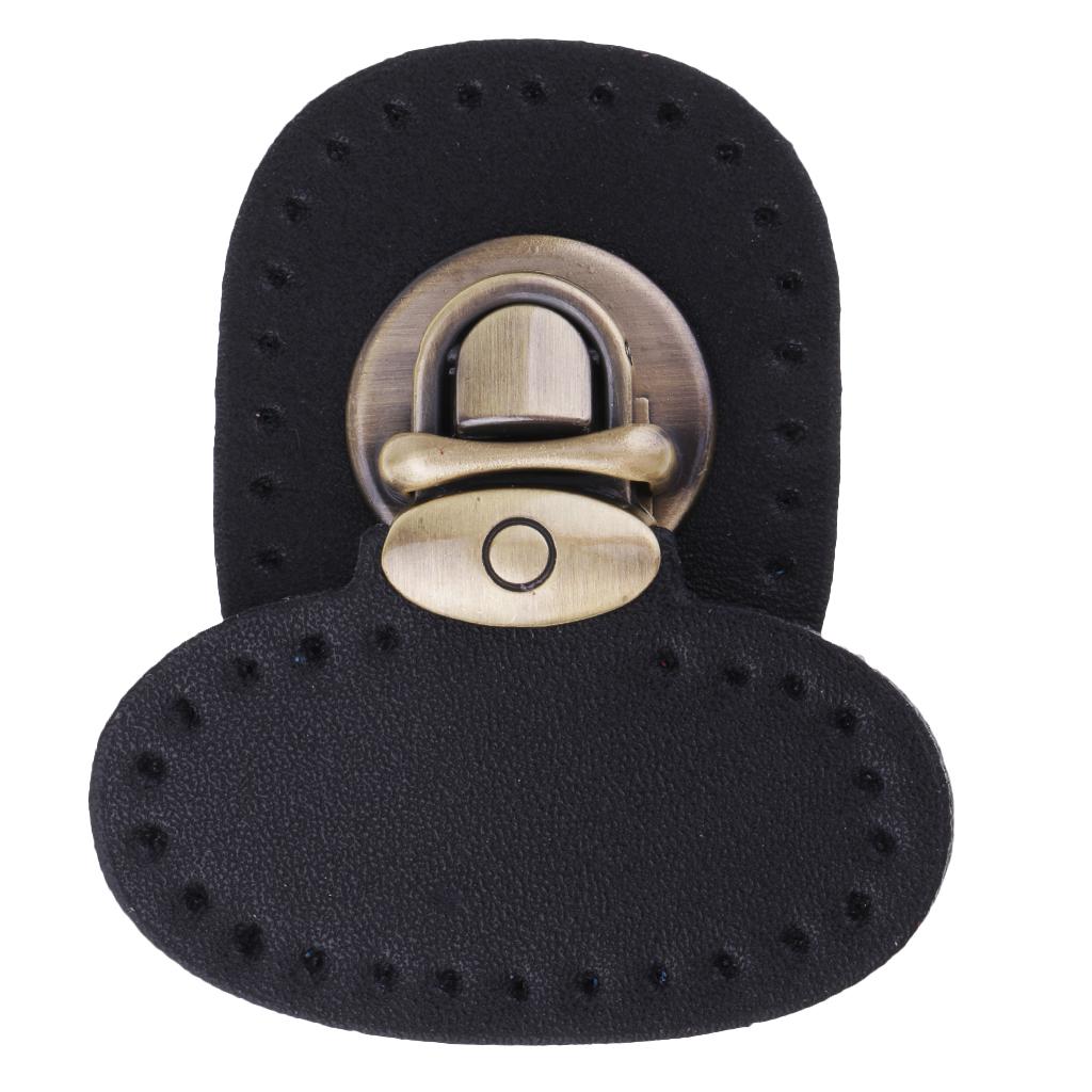 Genuine Leather Bag Lock Fasteners Snap Buckle Clasp Replacement Black ...
