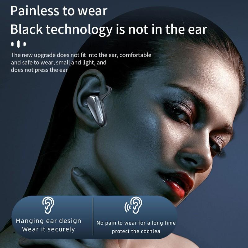 Buy Wireless Bluetooth 5.2 Headset Air Conduction Business Sport Single Ear Ear Hook LED Digital ...