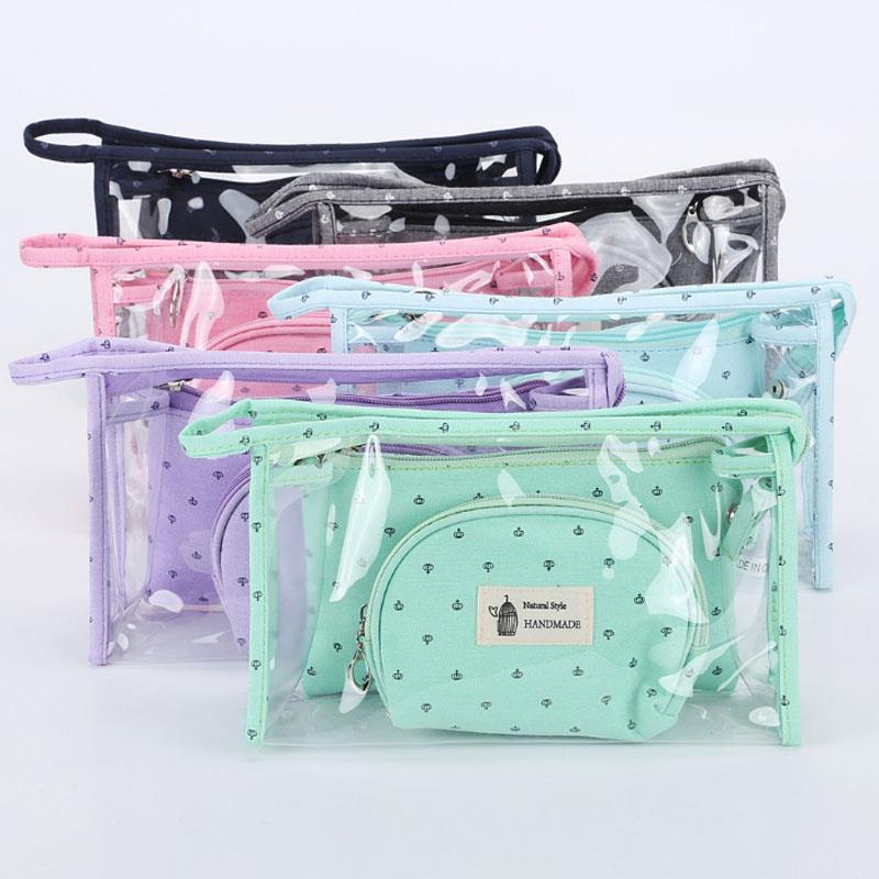 3PCS/Set Transparent Waterproof Cosmetic Toiletry Kits Bathing Travel ...