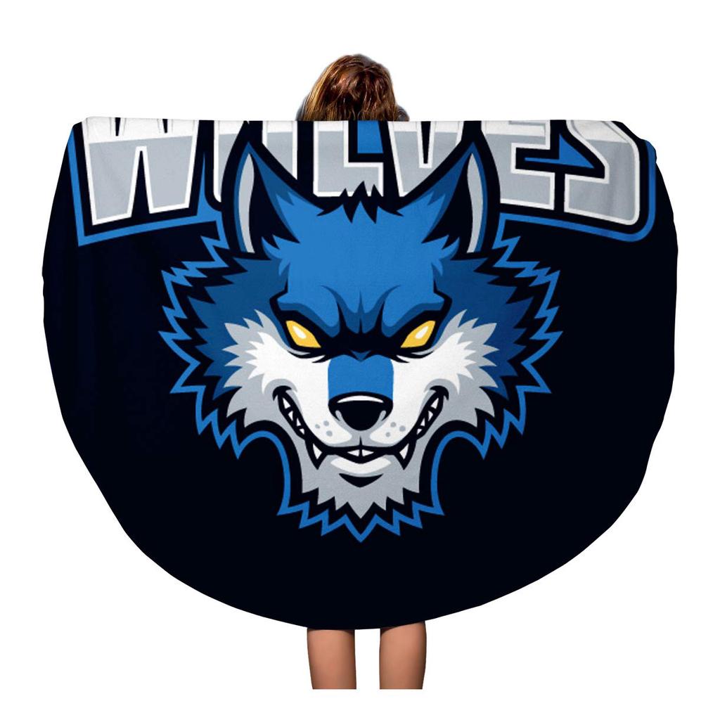 Buy 60inch/150cm Round Beach Towel Blanket Blue Wolves Sign and Symbol ...