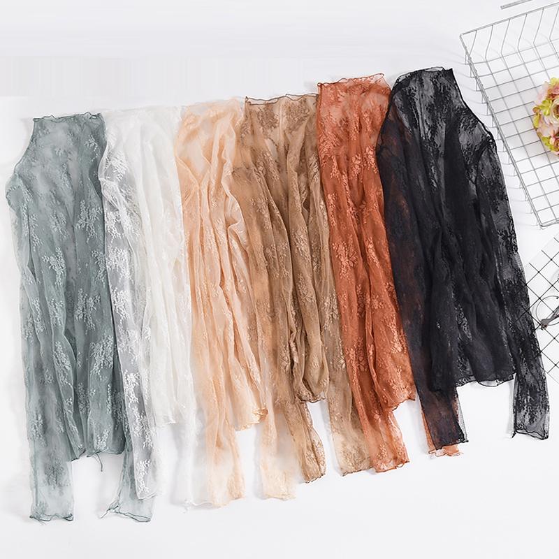 Cheap Women Lace Floral Embroidery Shirt Sexy Mesh Blouses Transparent ...