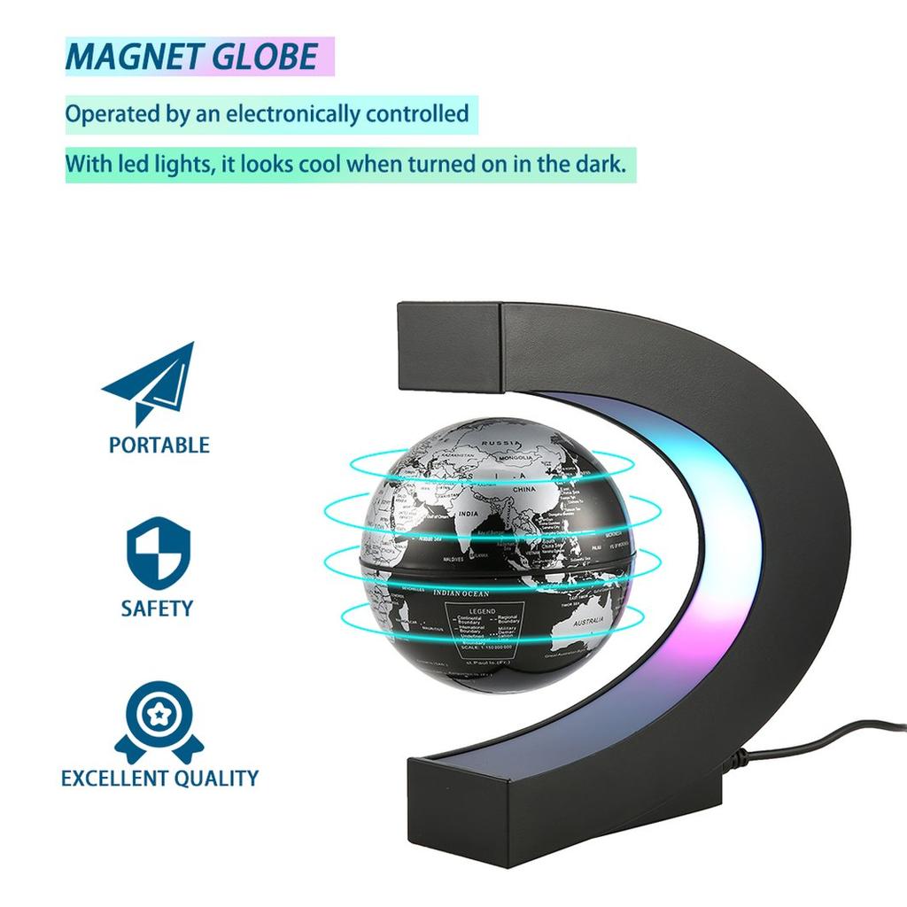 SX C shape LED World Map Decoration Magnetic Levitation Floating Globe ...