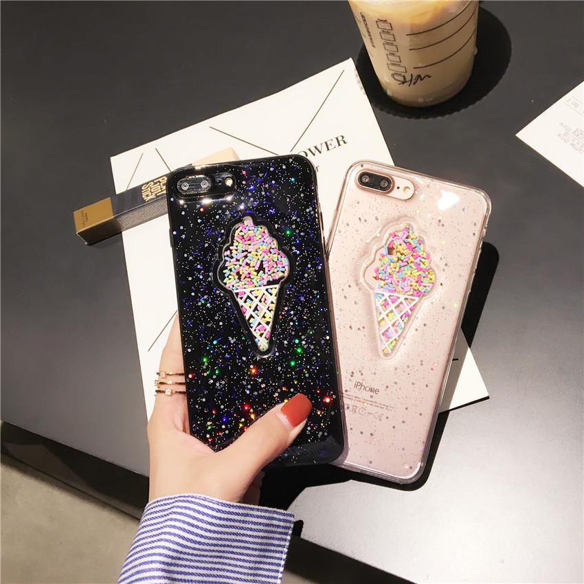 Buy Ice Cream Design Shimmering Powder Transparent Phone Case Lovely at ...