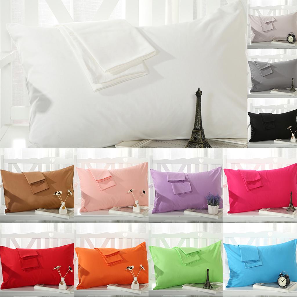 Buy 1Pair 100% Cotton Soft Solid Color Single Pillow Cover Pillowcase ...