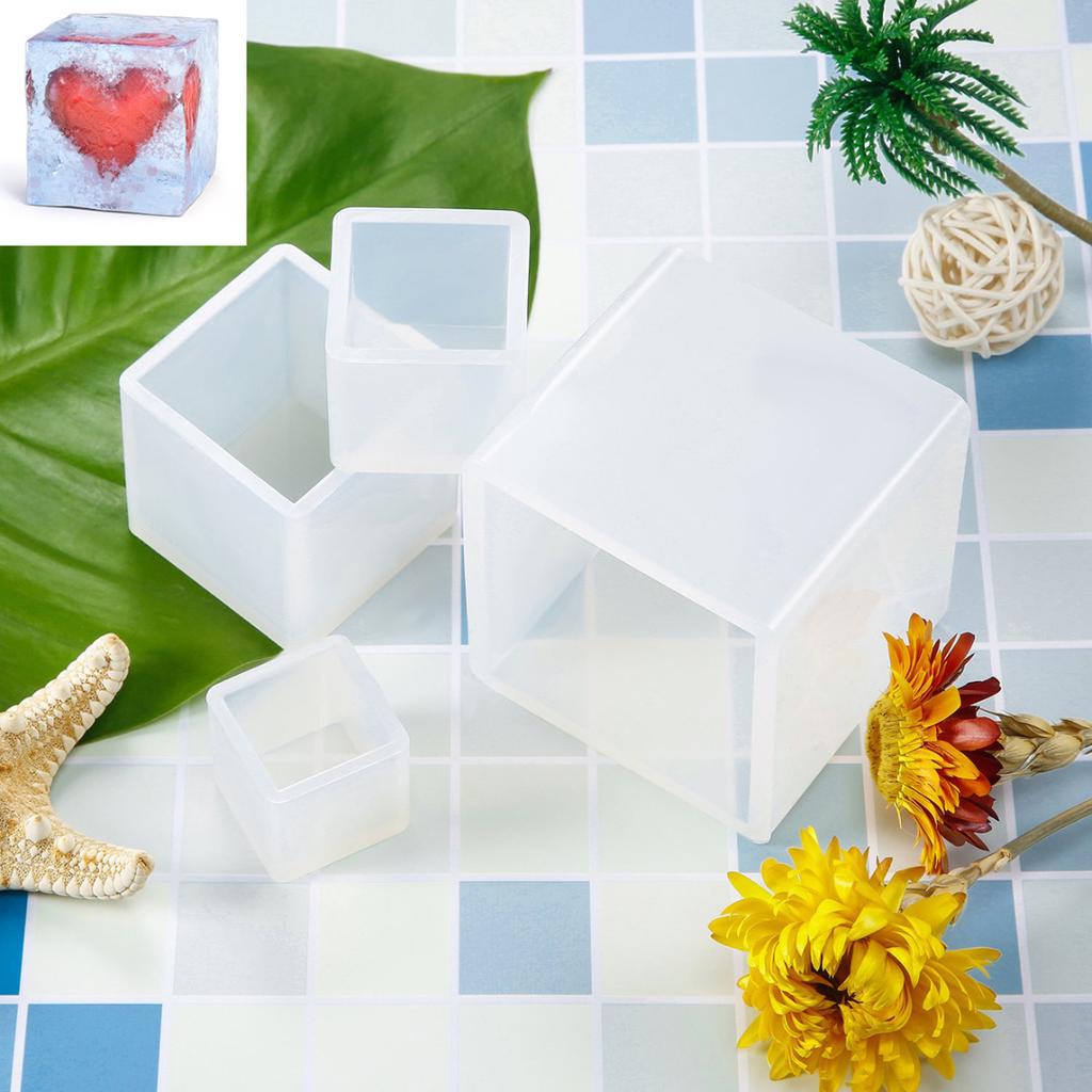 Pdtoweb 4Pcs Square Resin Mold Cube Silicone Molds Resin Casting Molds ...