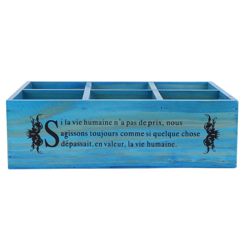 Buy Retro Rectangle Desktop Storage Box 6 Divided Sections Tray Multi ...