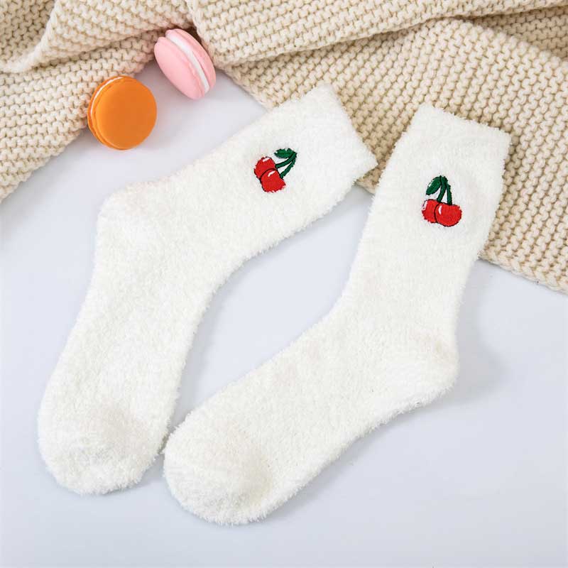 Buy Winter Warm Socks Women Thermal Fuzzy Socks Cute Kawaii White ...