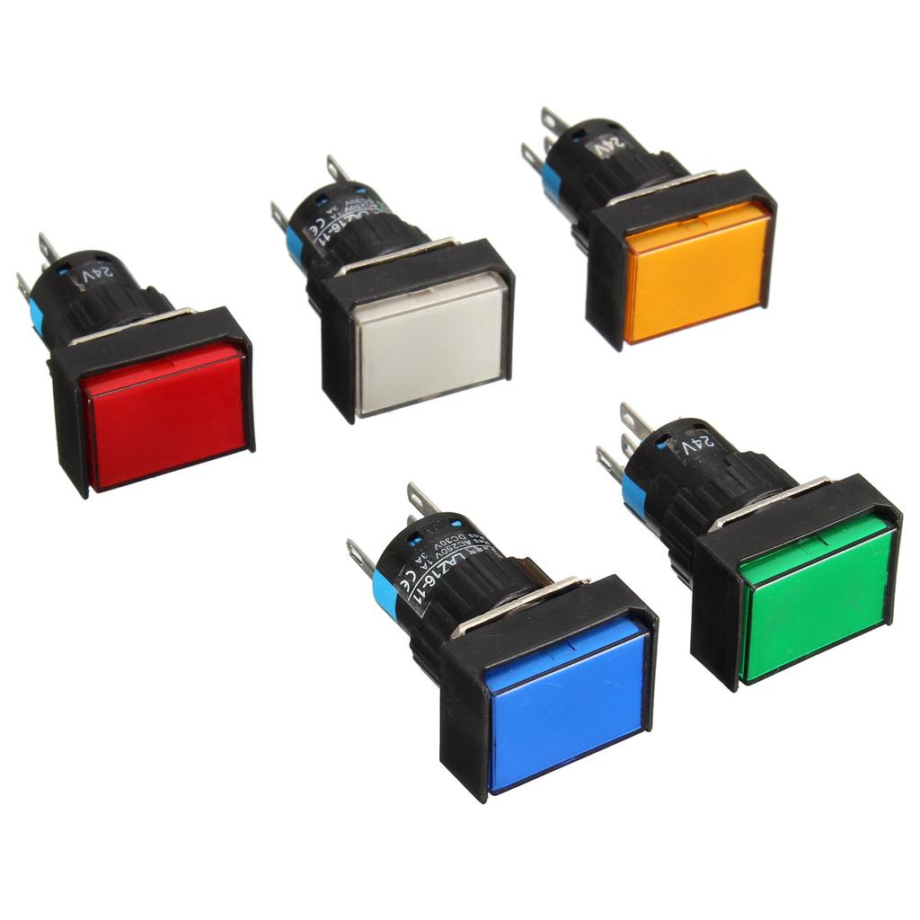 Buy 16Mm Push Button Self-Reset Switch Square LED Light DC 24V 3A ...
