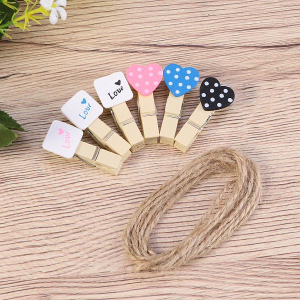 Buy 24pcs Mixed Lovely Wooden Lightweight Pin Clips Craft Clips Painted ...