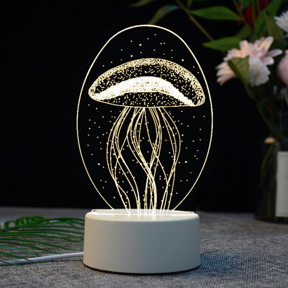 Buy 3D USB Fashion Acrylic Night Light LED Table Desk Bedroom Decor ...