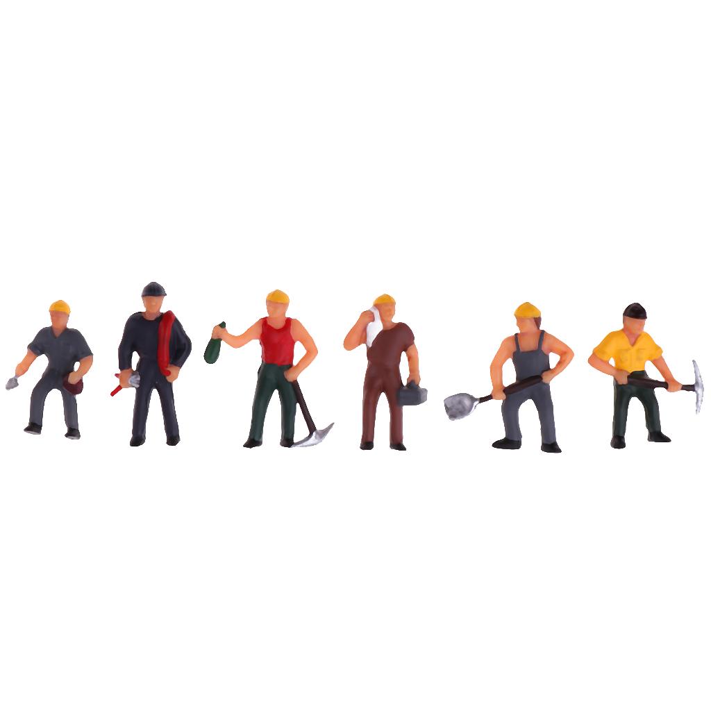 6 Pieces 1/87 HO Scale Painted Model People Workers Characters Figures ...