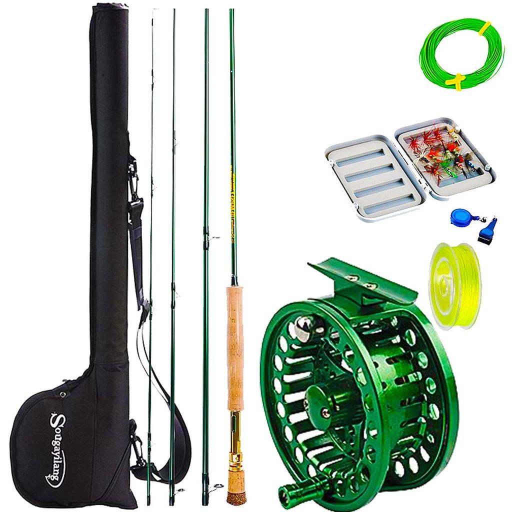 10pcs Fly Fishing Combo Fly Fishing Rod and 5/6 Fly Reel Trout Fly ...