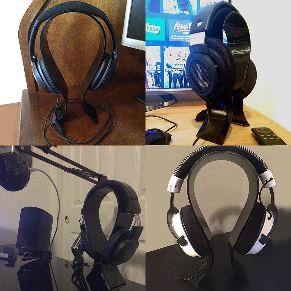 U Shape Headphone Display Stand Rack Acrylic Headset Desk Holder (Black ...