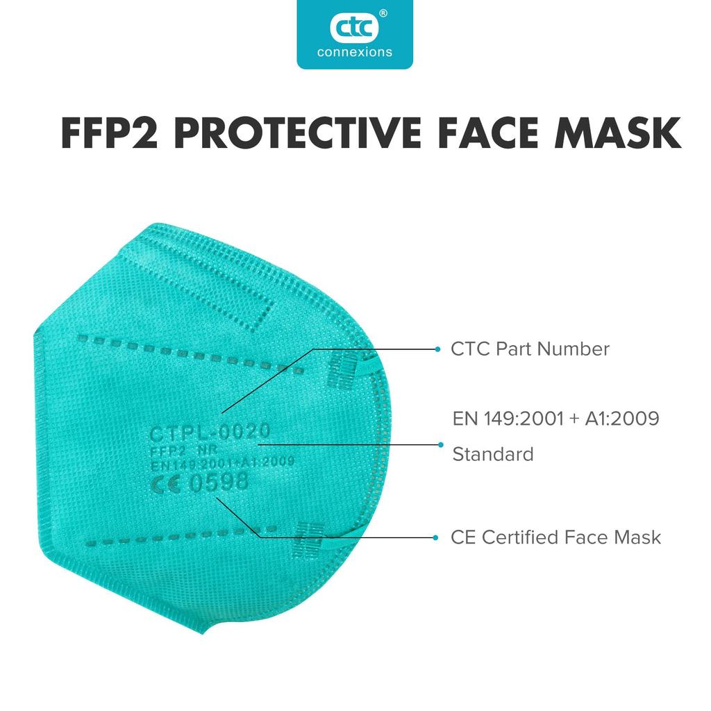 Buy CTPL-0020 FFP2 Respirator Face Mask Blue-green Color CE0598 ...