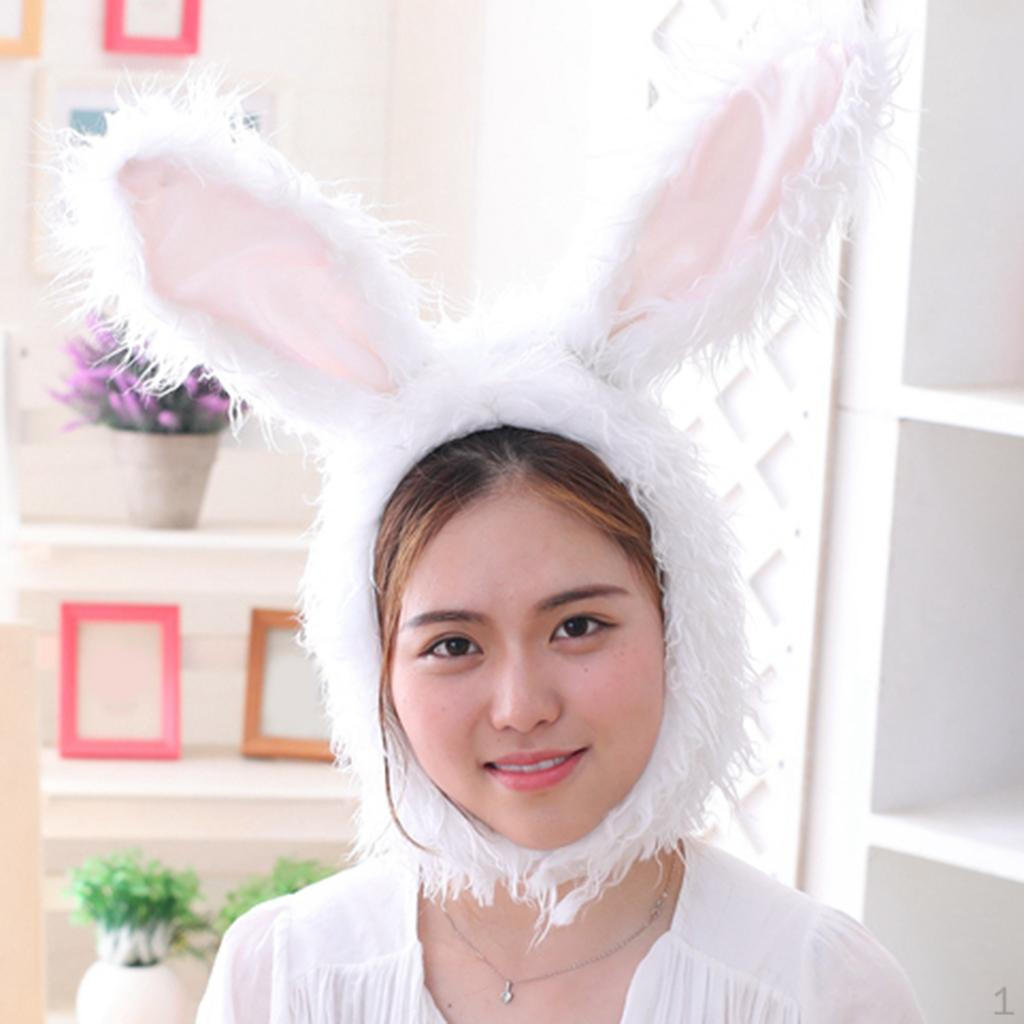 Rabbit Ears Hat Caps Headgear with Earflaps for Cosplay Costume White ...