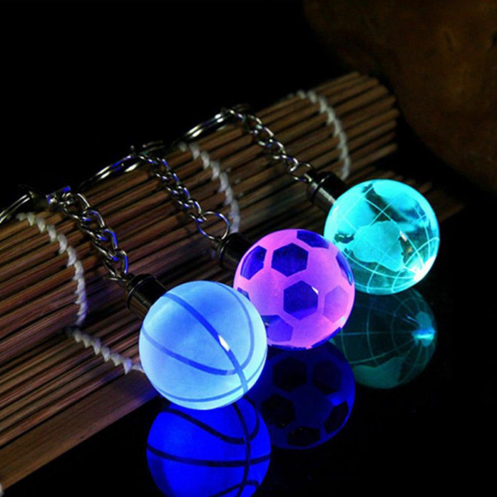 Buy Key Chain Ring 3D Crystal Ball Keyring Keychain LED Glow Pendant ...