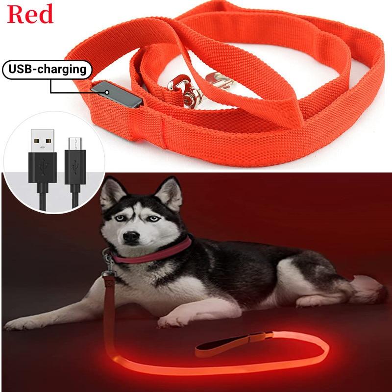 LED Glowing Pet Leashes Rechargeable Luminous Adjustable Outdoor ...