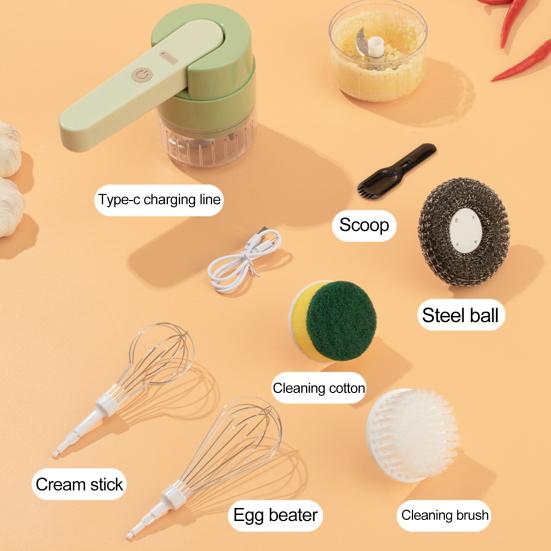 Buy 1 Set Helpful 3 Layers Blades Food Processor Type-c Kitchen Mini ...