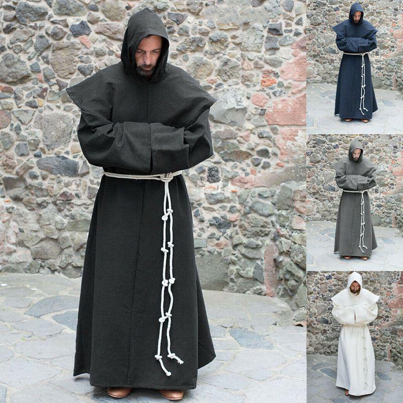 Buy Medieval Renaissance Priest Monk Robe Fashion Men Halloween Hooded ...