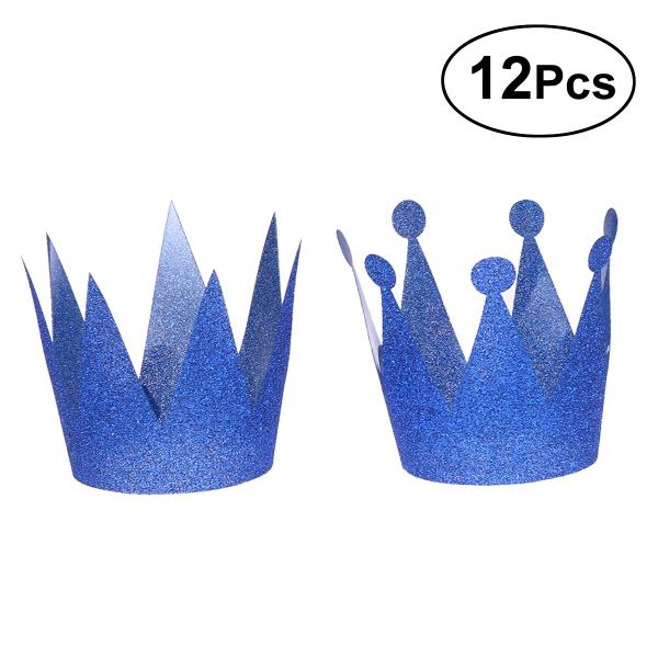 12Pcs Glitter Birthday Crown Hats Party Hats Princess Prince Crowns for ...