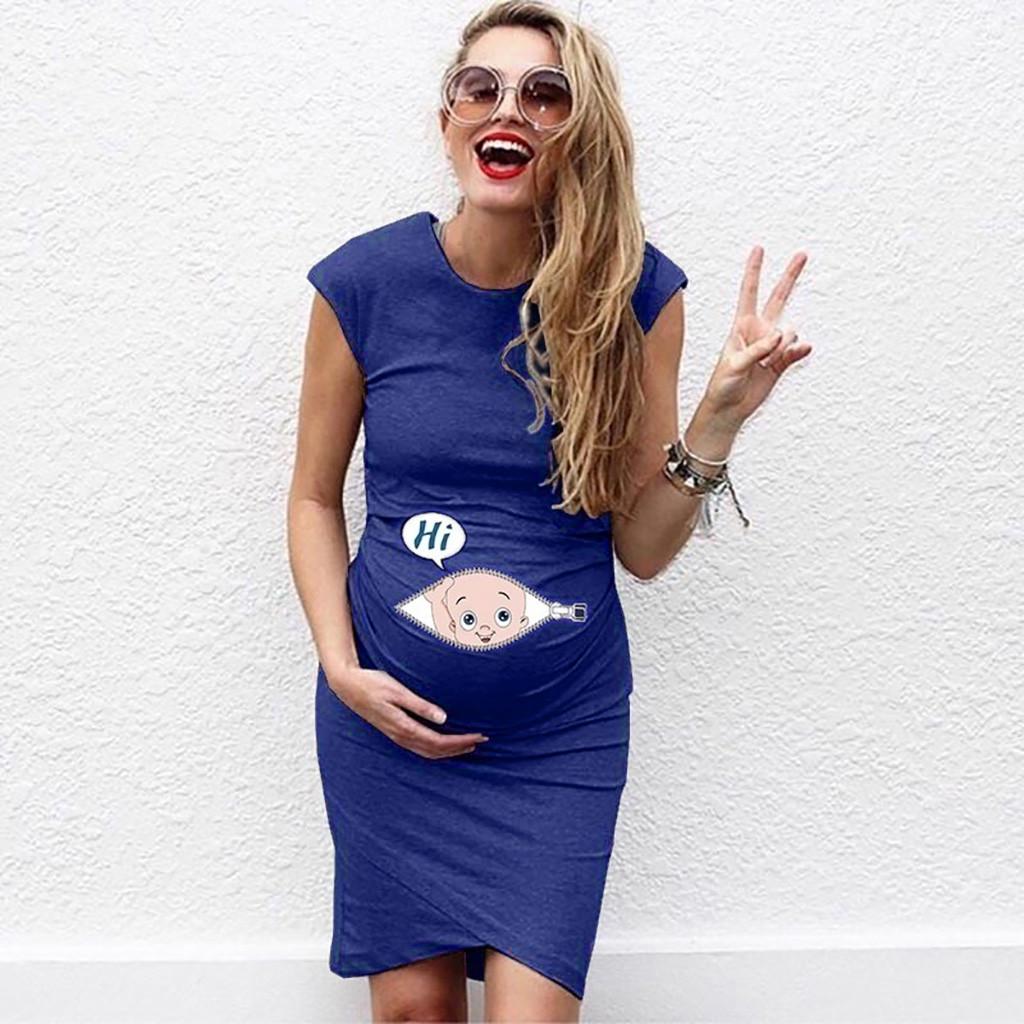 Buy Cartoon Letter Print Dress Nusring Women sleeveless Pregnancy ...