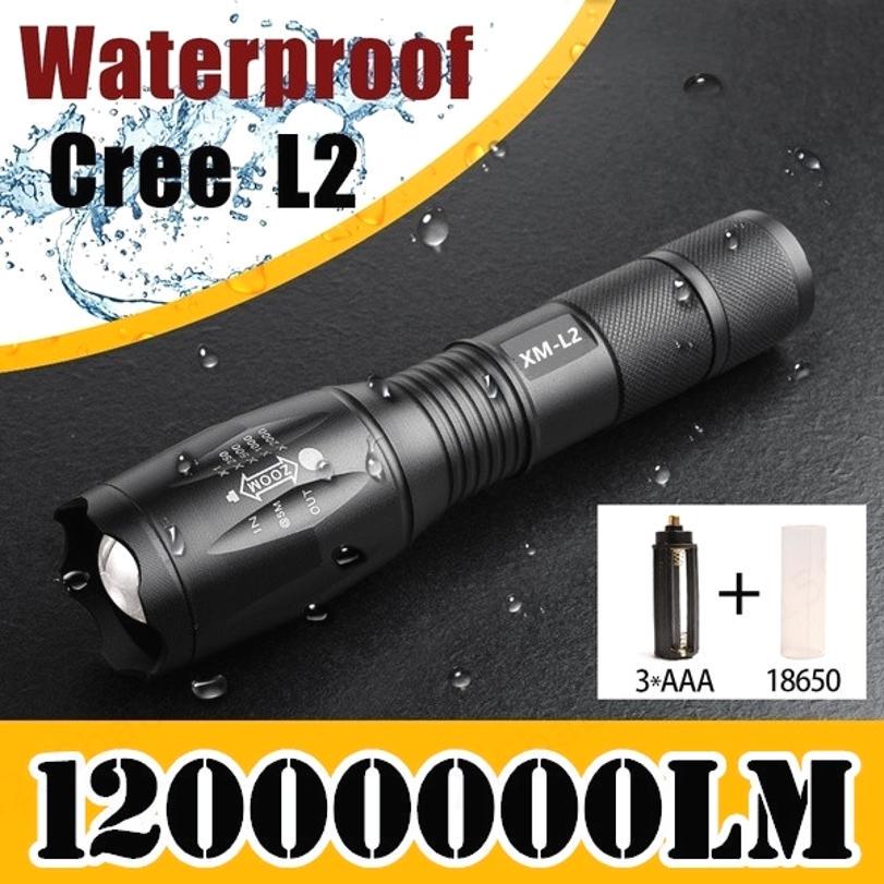 Buy XM-L T6 300000Lumens Led Torch Zoomable LED Flashlight Torch Light ...