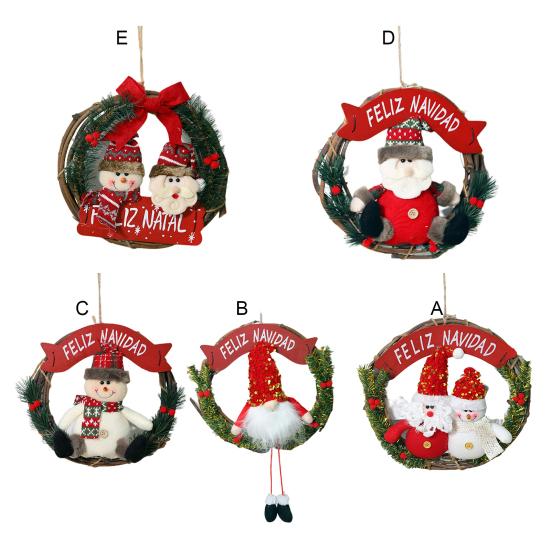 Buy Attractive Durable Fabric Rattan Wreath Ornament Faceless Gnome Doll Christmas Pendant for ...
